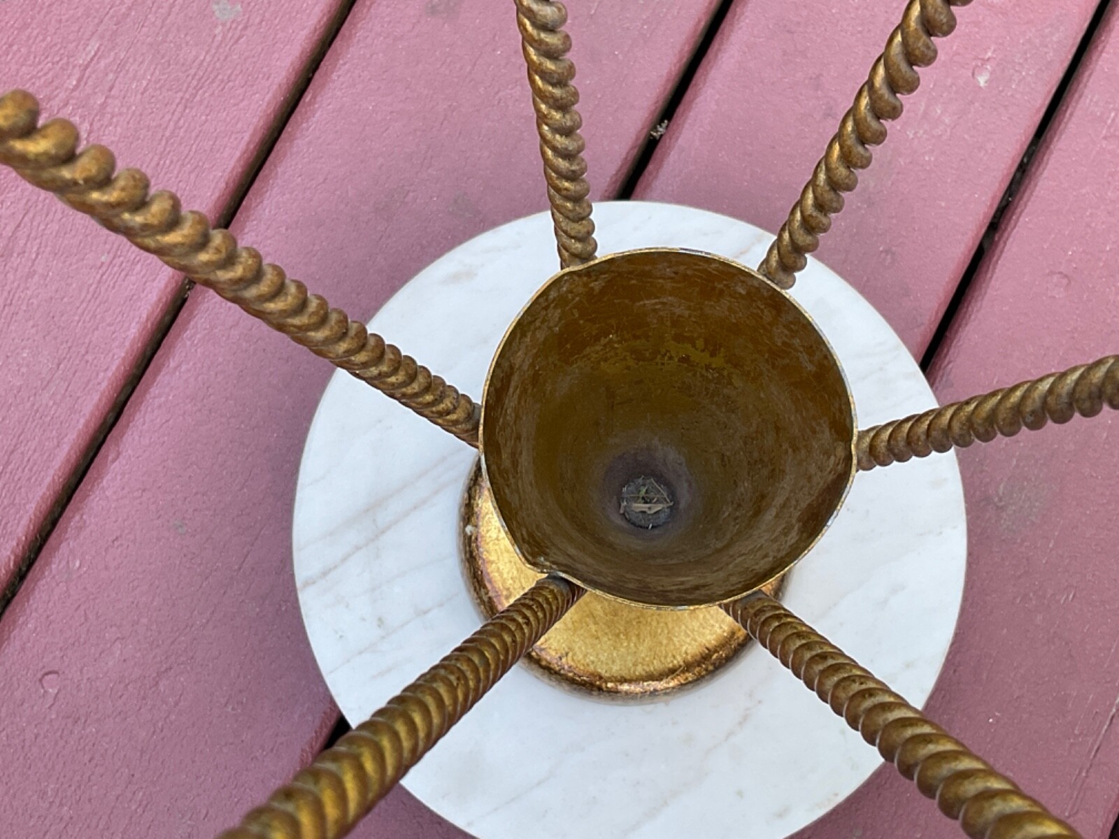 VINTAGE ITALIAN GILT TWISTED WIRE UMBRELLA STAND WITH MARBLE BASE 🌂. ☔️ ...