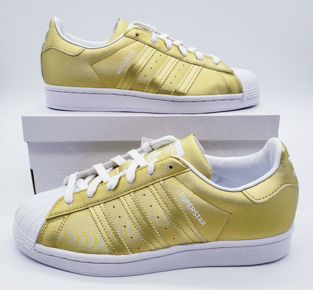 Adidas Superstar Metallic Shell Toes FY1154 Gold White Sneakers Women's ...