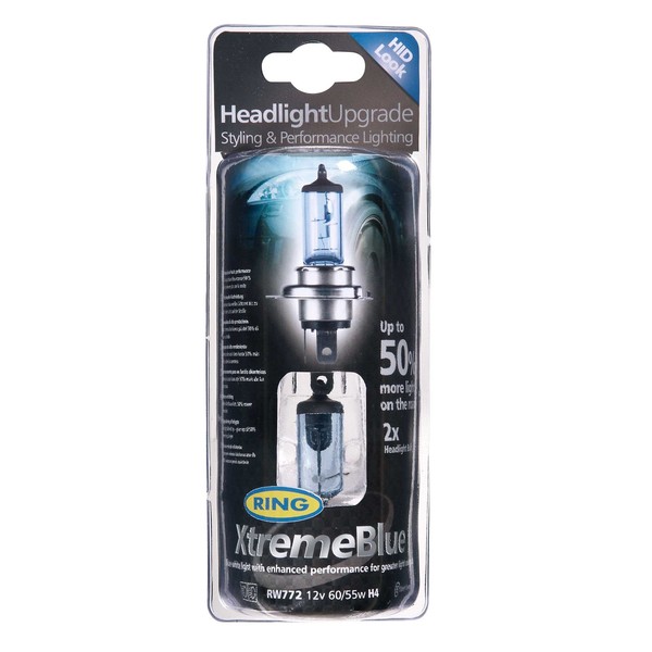 Ring H4 Xtreme Blue Headlight Bulbs 50 More Light RW772 for sale online ...