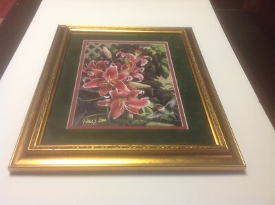 Patrick J. Costello Signed Print Hummingbird And Lilies Framed | eBay