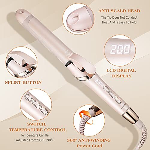 Hair Curler 1.3 inch Hair Curling Iron 2 in 1 Professional Flat Iron ...