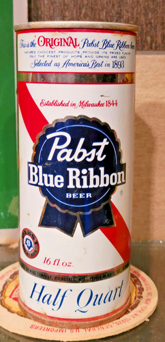 1968 16 OUNCE STEEL PABST BLUE RIBBON PULL TAB BEER CAN 5 CITY ...
