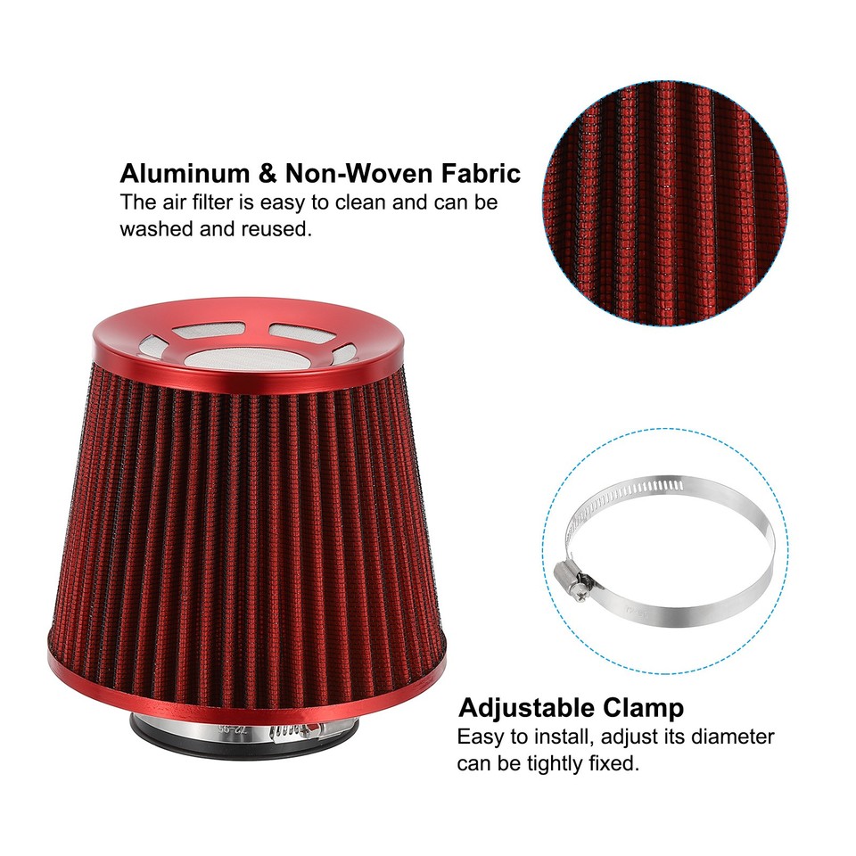 Clamp-On Dry Air Filter 3" (76mm) Cold Air Intake Cleaner Cone ...