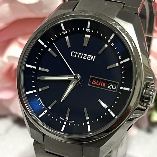 Citizen Attesa AT6050-54L Solar Funkuhr Titan Navy Dial Silber Band ...