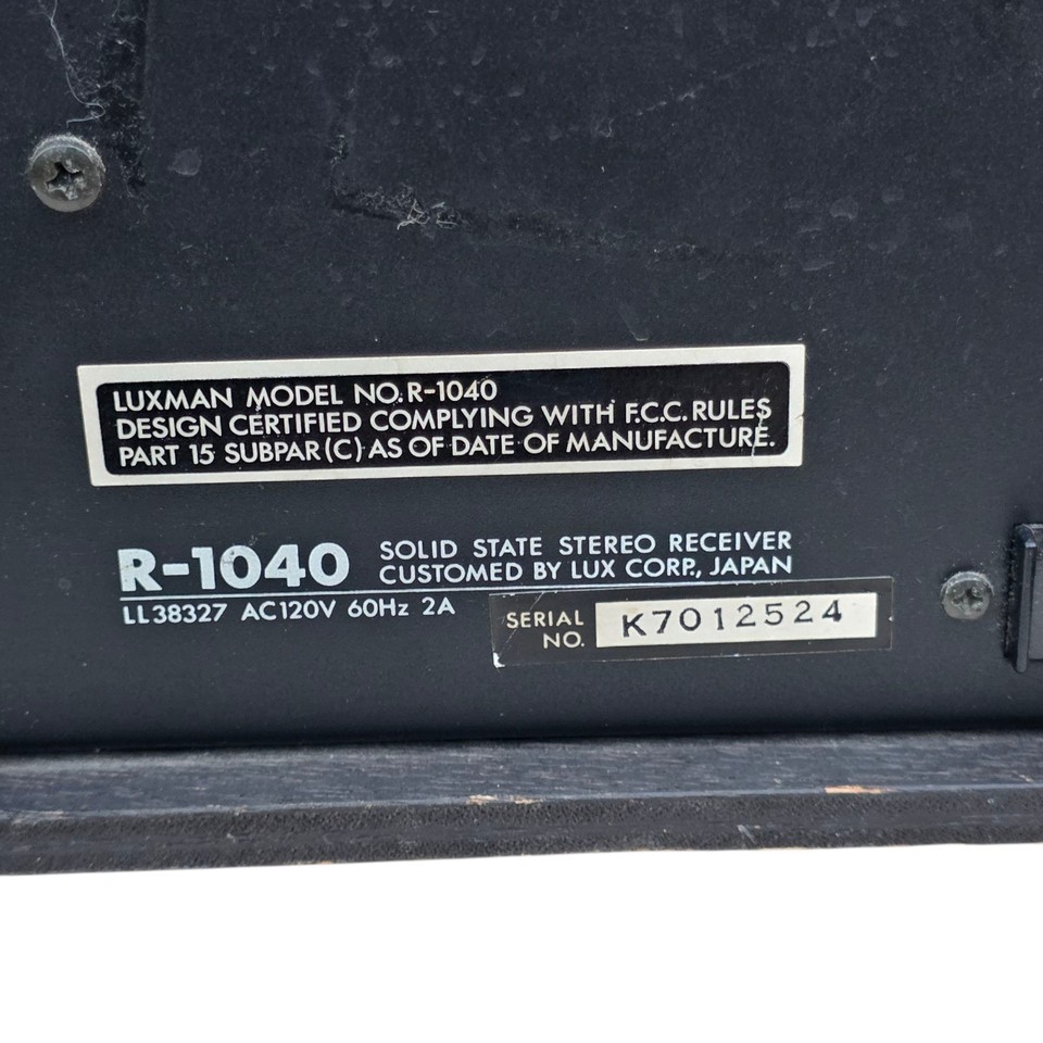 No Lights Luxman R-1040 Solid State AM/FM Stereo Receiver Rosewood ...