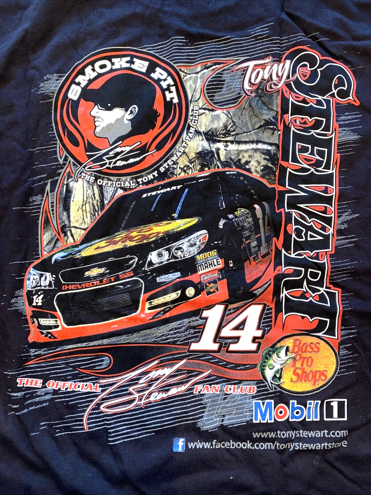 Tony Stewart 14 Smoke Pit Black Bass Pro Mobil T-Shir… - Gem