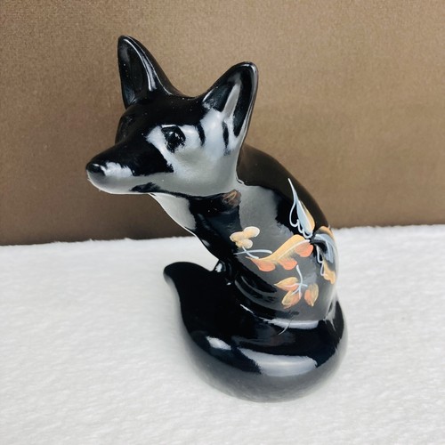 SIGNED! Fenton Hand Painted Autumn Leaves Art Glass J.K. Spindler Black ...