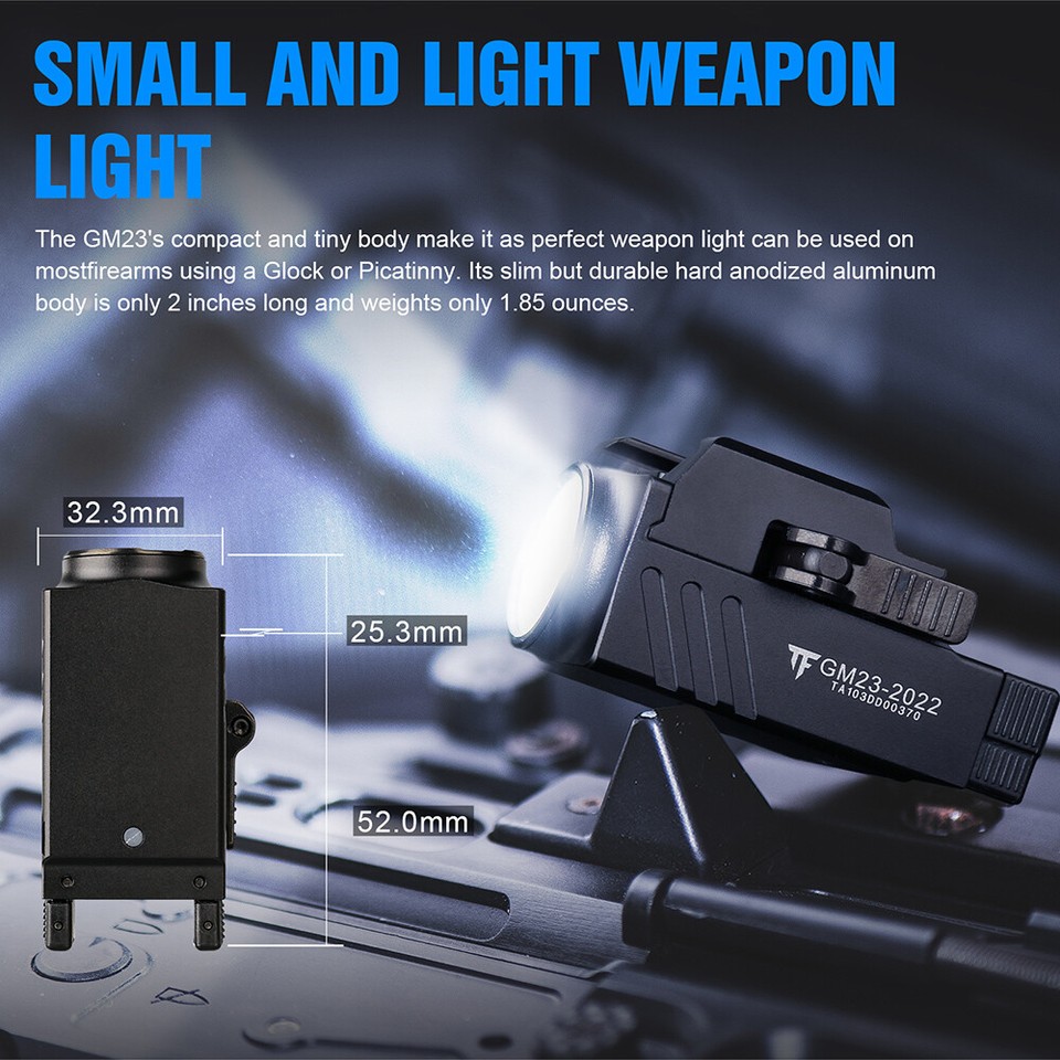 Trustfire Mini Tactical LED Gun Flashlight 800 Lumen Rail Mounted ...