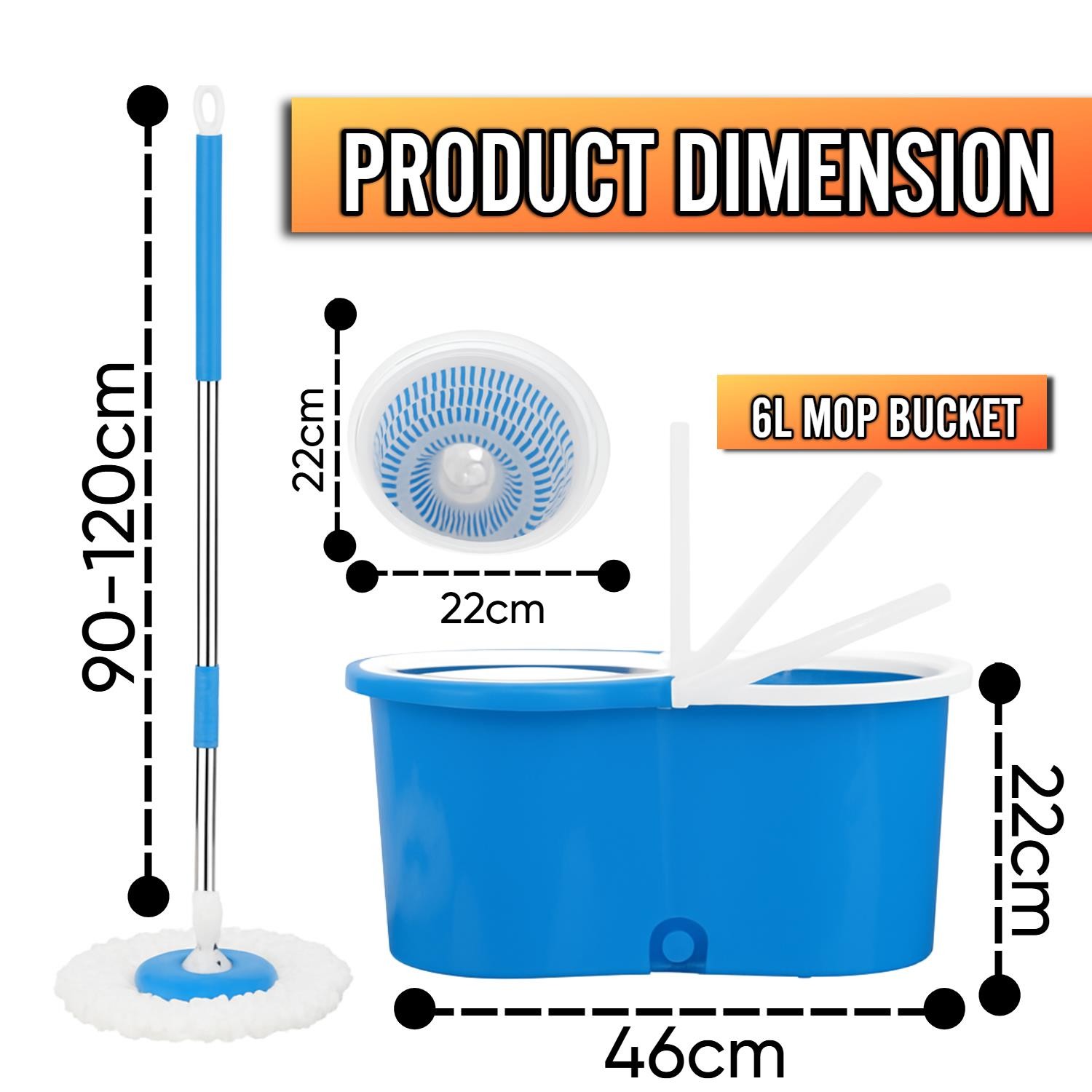 Blue Turbo Spin Mop Durable Compact Deep Cleaning Lightweight Rotating ...