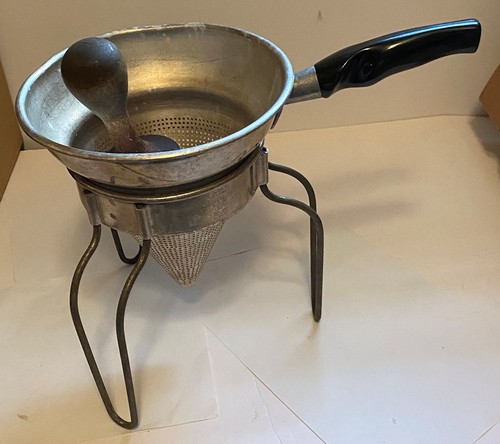 Vtg No. 475 Wear-Ever Aluminum Cone Colander Strainer Sieve w/ Wood ...