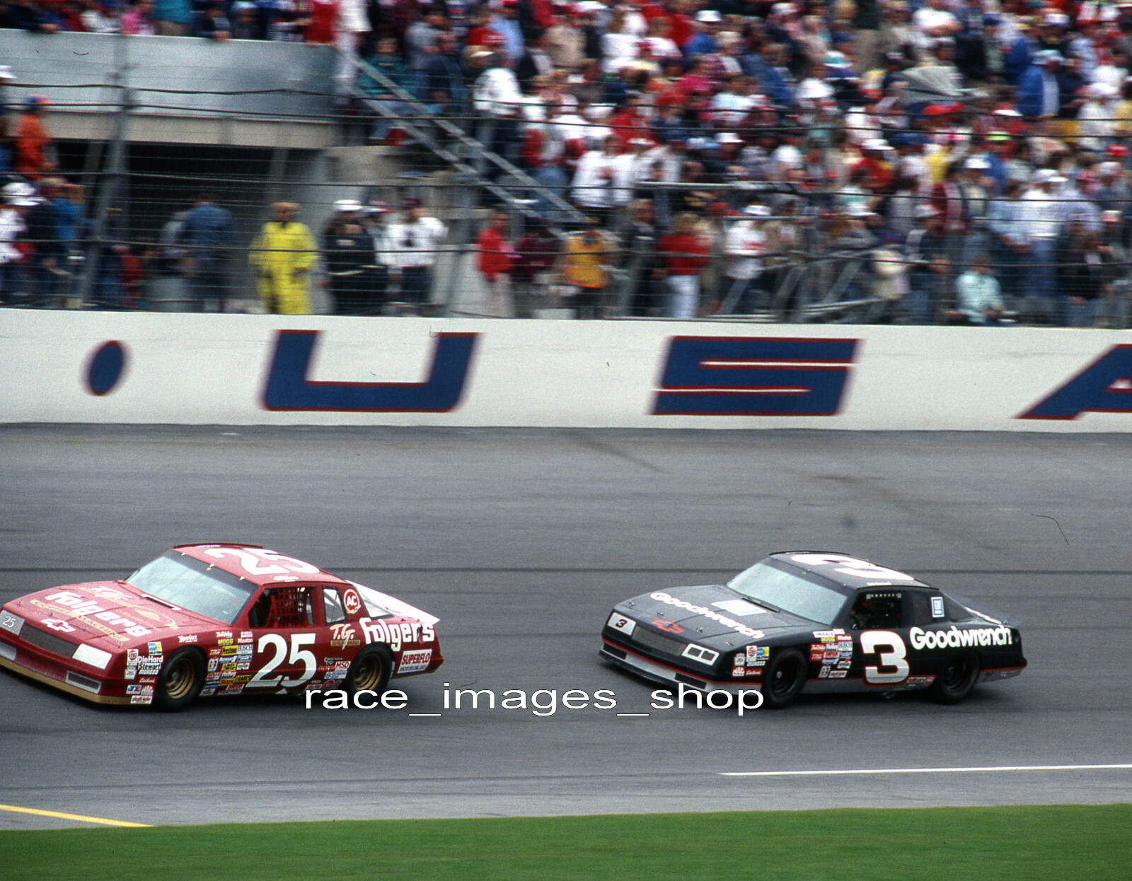 KEN SCHRADER #25 FOLGERS and DALE EARNHARDT #3 (1989) NASCAR 8x10 ...