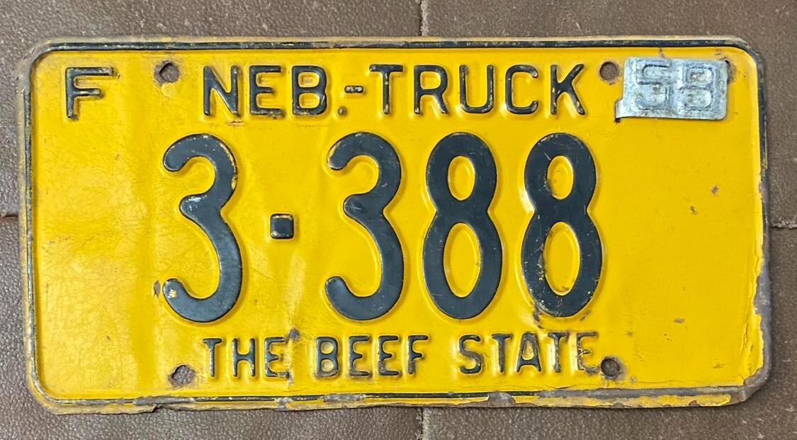 Nebraska 1959 GAGE COUNTY FARM TRUCK License Plate # 3-388 | eBay