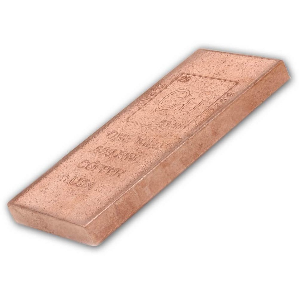 1 Kilo Copper Bar Bullion Paperweight - 999 Pure Chemistry Design w ...
