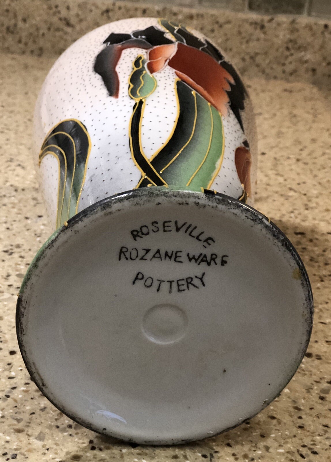 RARE ROZANE WARE WOODLAND IRIS 10.25” VASE ART DECO Speckled 1930’s ...