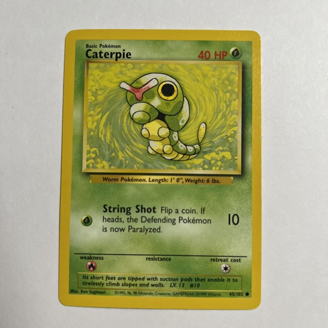 Pokémon TCG Caterpie Base Set 45/102 Regular Unlimited Common for sale ...