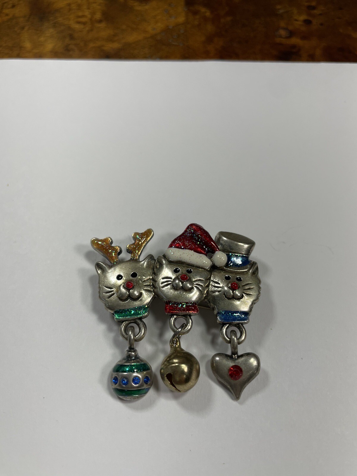 Happy Holidays Kitty Cat Christmas Cat Pin Brooch Santa Cats Reindeer ...