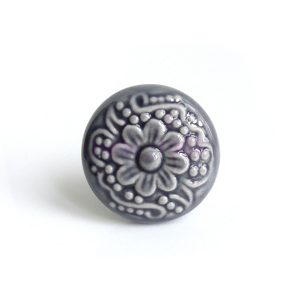 Ceramic Cameo Bas-relief Cabinet Knob Handle Antique Drawer Pull Rural ...