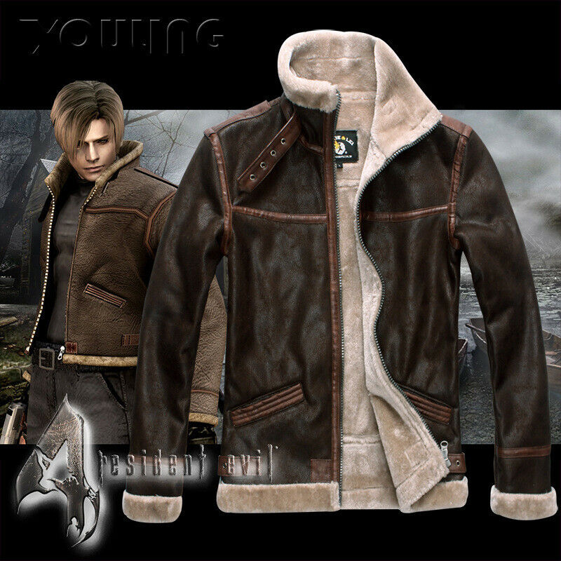 Resident Evil 4 Leon S Kennedy Men Cosplay Coat Leather Resident Evil 4 Leon S Kennedy Men Cosplay Coat Leather