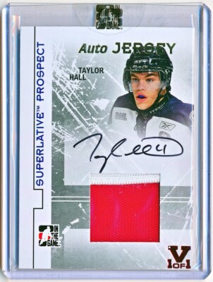 2009-10 ITG Superlative Taylor Hall Patch Auto Gold Vault Red Rc #PAJ ...