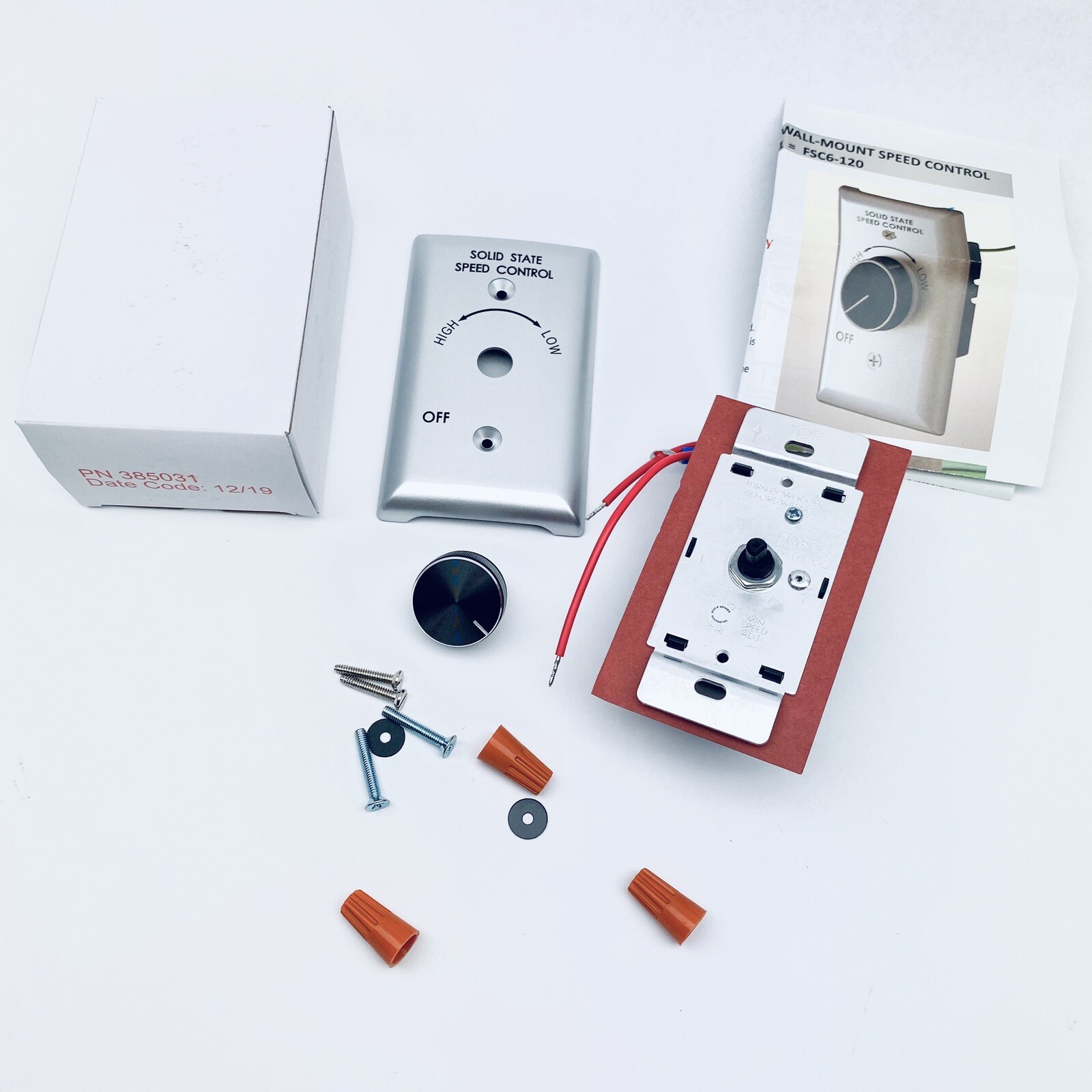 RAFFEL 385031 SOLID STATE SPEED CONTROL SWITCH FAN WALL MOUNT ...