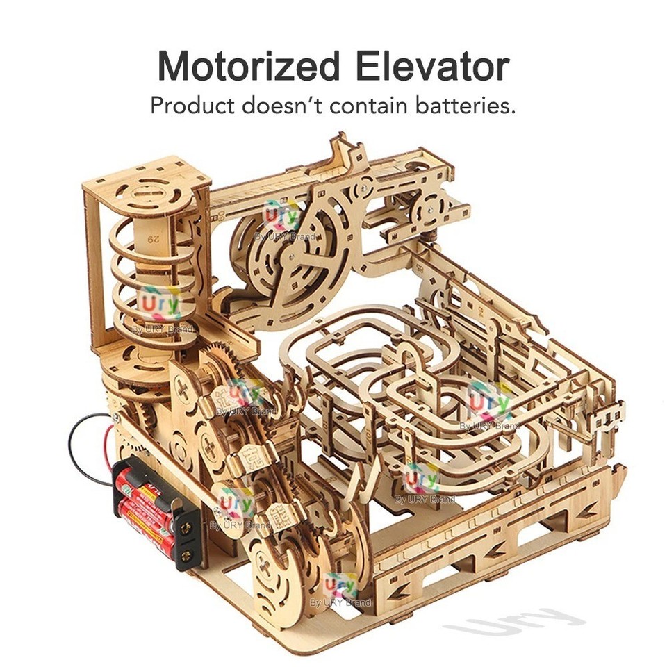 3D Wooden Puzzles Electric Catapult Track Device Marble Run Set ...