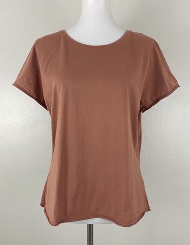 J Jill Short Sleeve Fitted Tee Rust Orange Rolled Edge Basic Stretch Womens XL | eBay