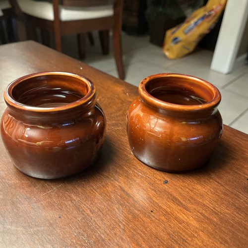 VTG Rego Pottery Condiment Salsa Mustard Sauce Crock Brown Stoneware ...