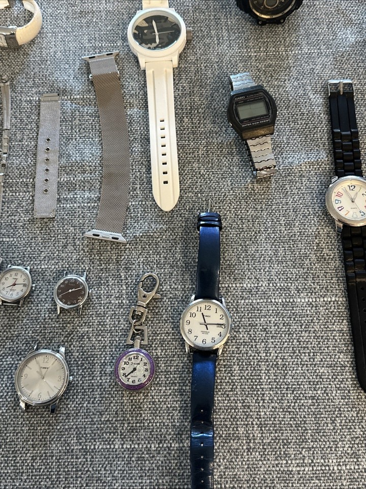 Large Lot Of Vintage Watches Untested Elgin Fossil Guess Casio Lucoral ...