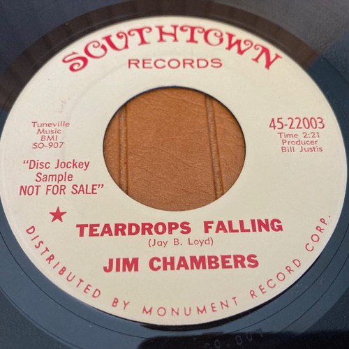 TEARDROPS FALLING PROMO JIM CHAMBERS VINYL 45 RECORD 7" WHITE LABEL ...