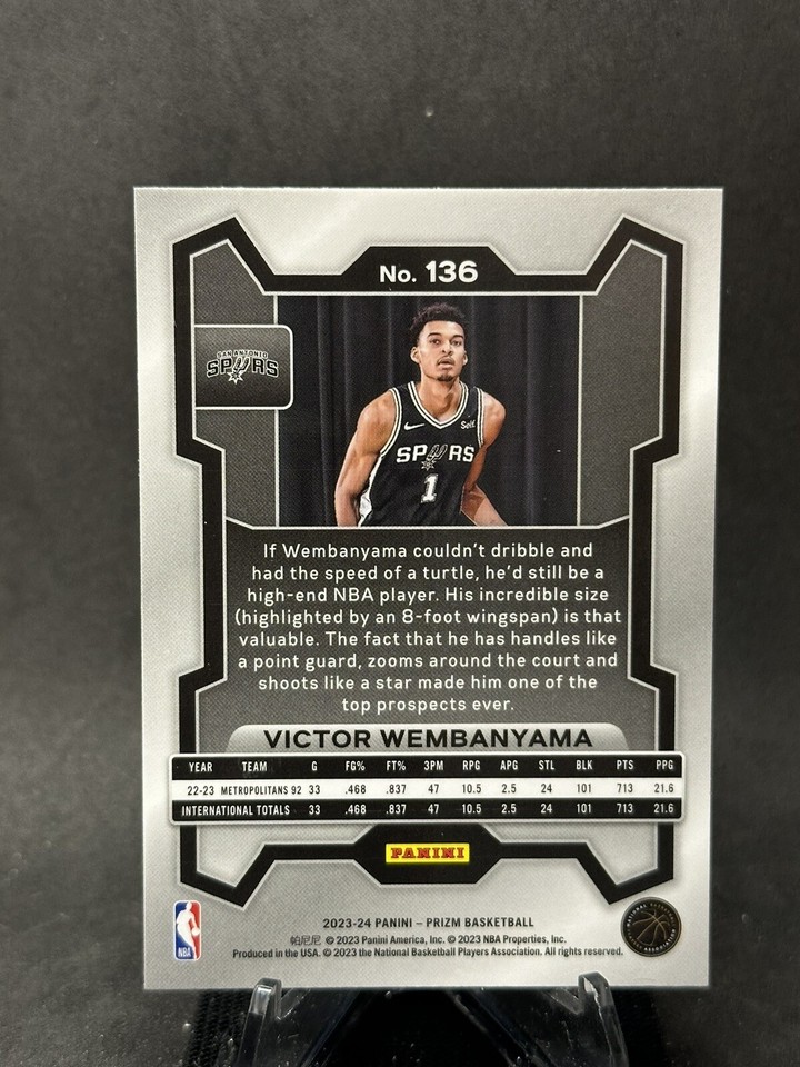 2023-24 Panini Prizm Basketball Victor Wembanyama Base Rookie Card RC ...