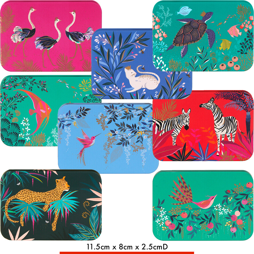 SARA MILLER METAL TIN BOX Accessory Home Keepsake Pill Storage Sweet ...