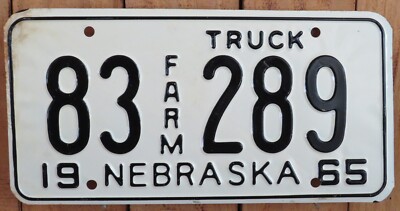 1965 Nebraska Farm Truck License Plate 83 289 Garage Man Cave Nice | eBay