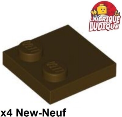 Lego 4x Tile Modified plaque plate lisse 2x2 2 studs tenon marron foncé ...