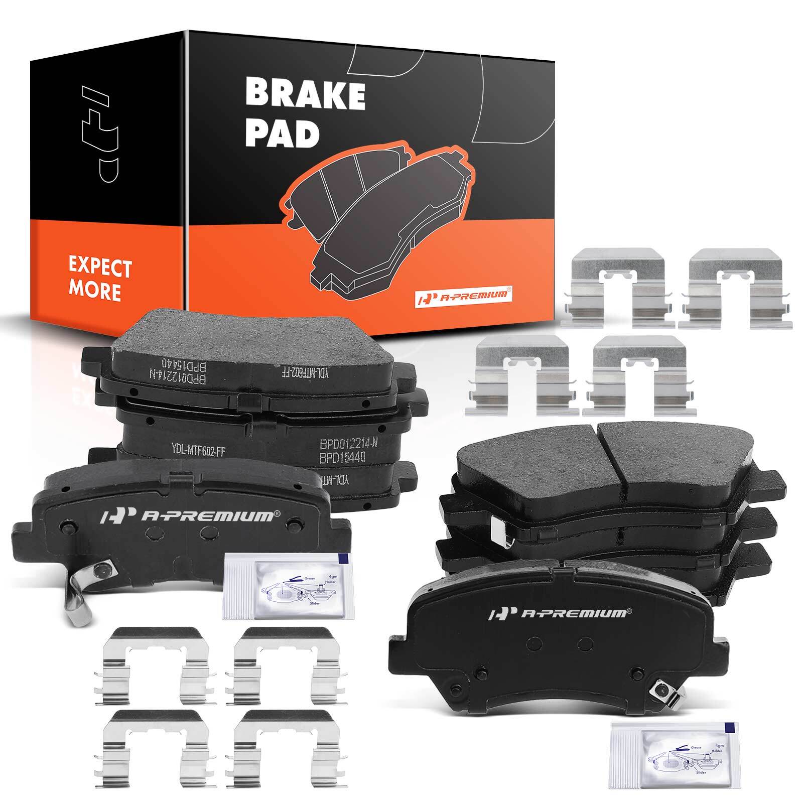 A-Premium Front & Rear Ceramic Brake Pad for Kia Forte Hyundai Veloster ...