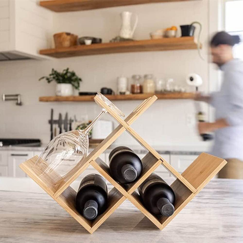 Dismountable bamboo Wine Racks Table Countertop Holder Goblet Shelf ...