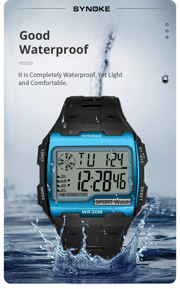Men's Digital Watch Waterproof Alarm Stopwatch Luminous Electronic ...