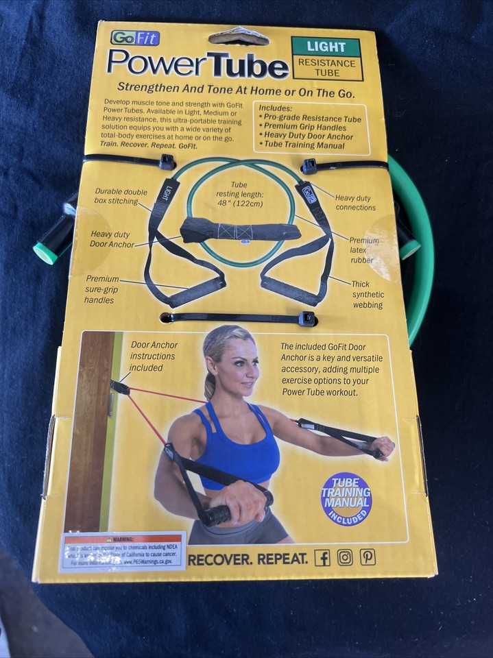 GoFit Power Tube with Grip Handles Light Resistance With Door Anchor ...