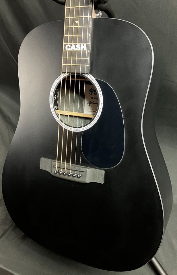Martin DX Johnny Cash Dreadnought Acoustic-Electric Guitar Jett Black w ...