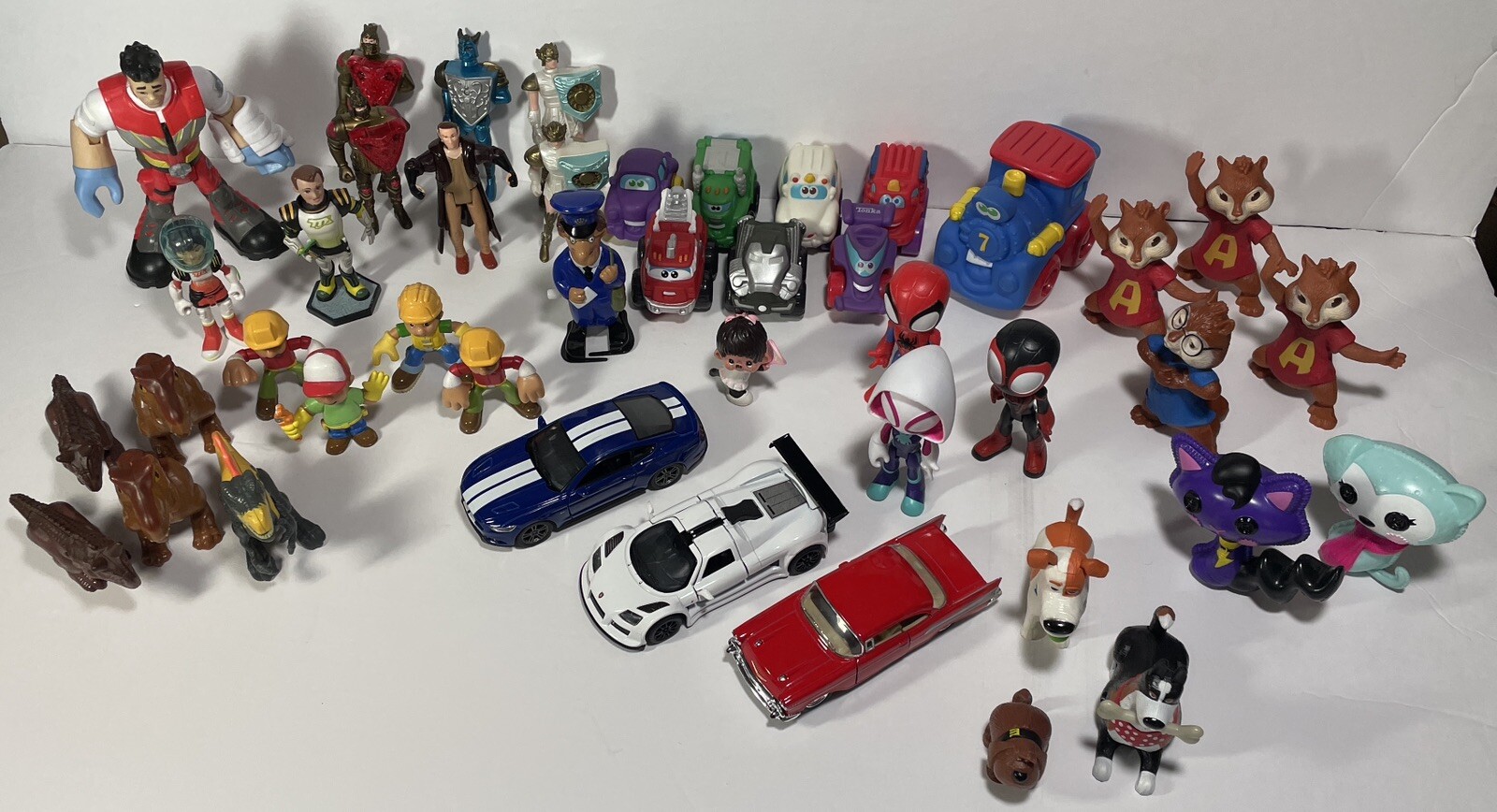 Large Lot Of Random Toys. Marvel, Disney, Chipmunks, KINSMART Cars ...