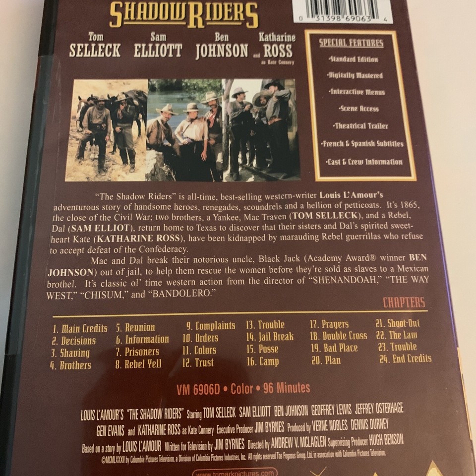 THE SHADOW RIDERS DVD Tom Selleck Sam Elliot NEW FACTORY SEALED Louis L ...