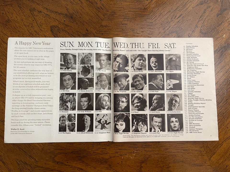 NBC Star Album 1964-65 NBC Guide to TV's Entertainment News Sports ...