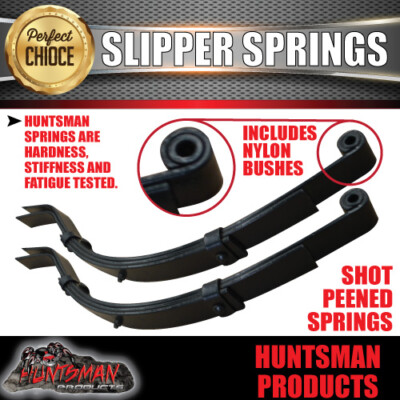 x2 3 Leaf Black 45mm Trailer Eye & Slipper Springs. 700kg Shot Peened ...