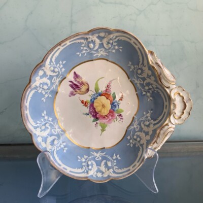 Spode shell shape dish, soft blue with flowers, c.1825 | eBay