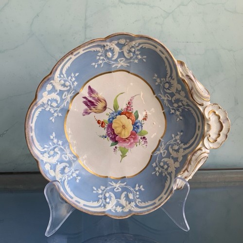 Spode shell shape dish, soft blue with flowers, c.1825 | eBay