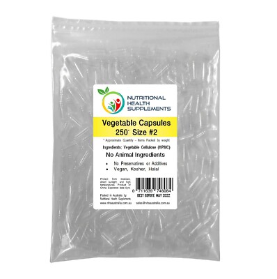 250 x Size #2 2 Empty Veggie Caps Vegetable Capsules Vegetarian Vegan ...