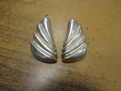 Sterling Silver Yellow Gold Earring Chunky BIG Signed DND | eBay