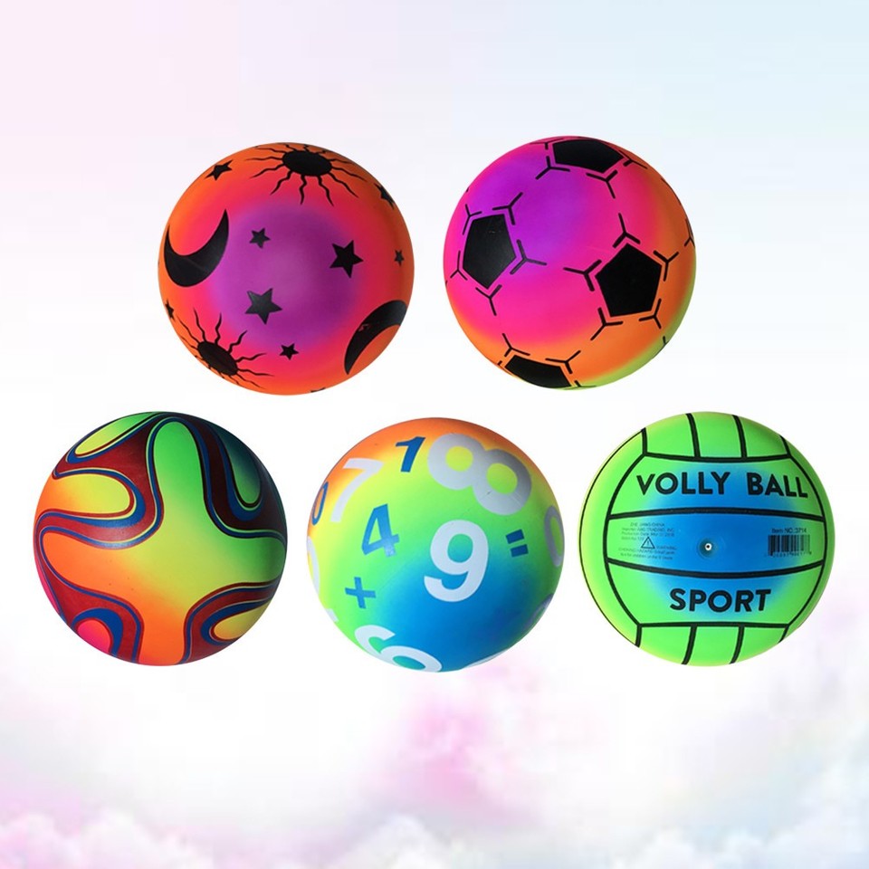 5 Pcs Kids Outdoor Play Equipment Inflatable Balls Colorful Beach Toy ...