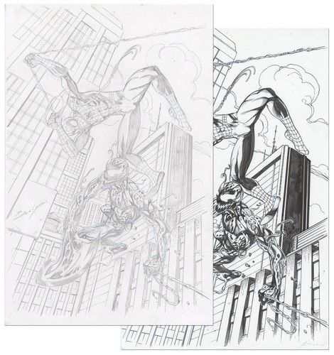 Spider-Man Vs Carnage Original Art Sketch Mark Bagley & John Dell 11 x ...