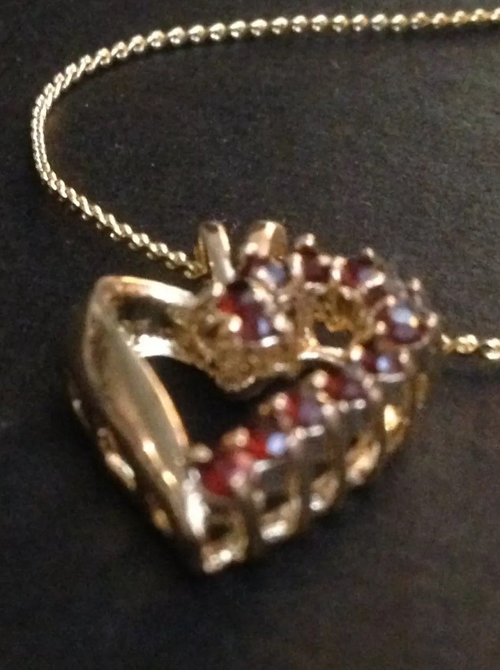 18 Inch Gold Plated Gold Chain & Hart Pendant With Red Stones Thailand ...