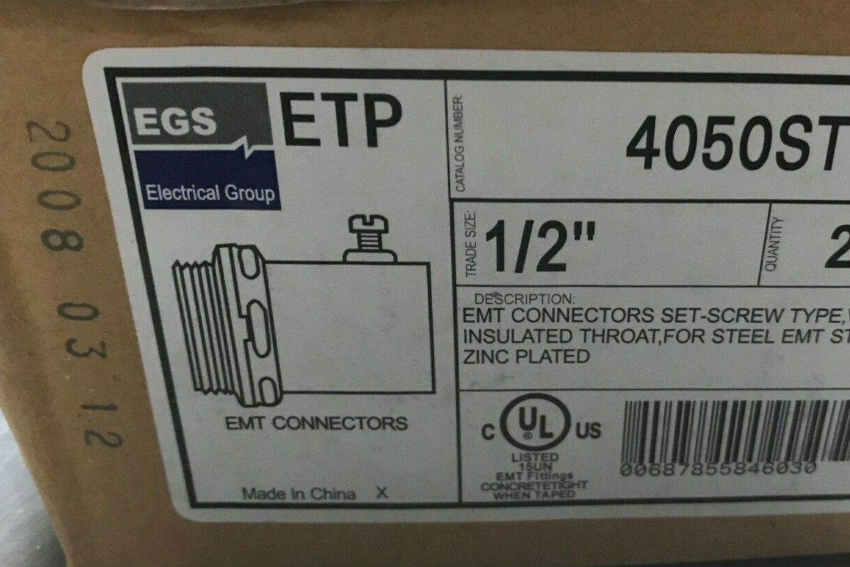 4050T EGS EMT 1/2" Connector Insulated Throat QTY of 5 | eBay